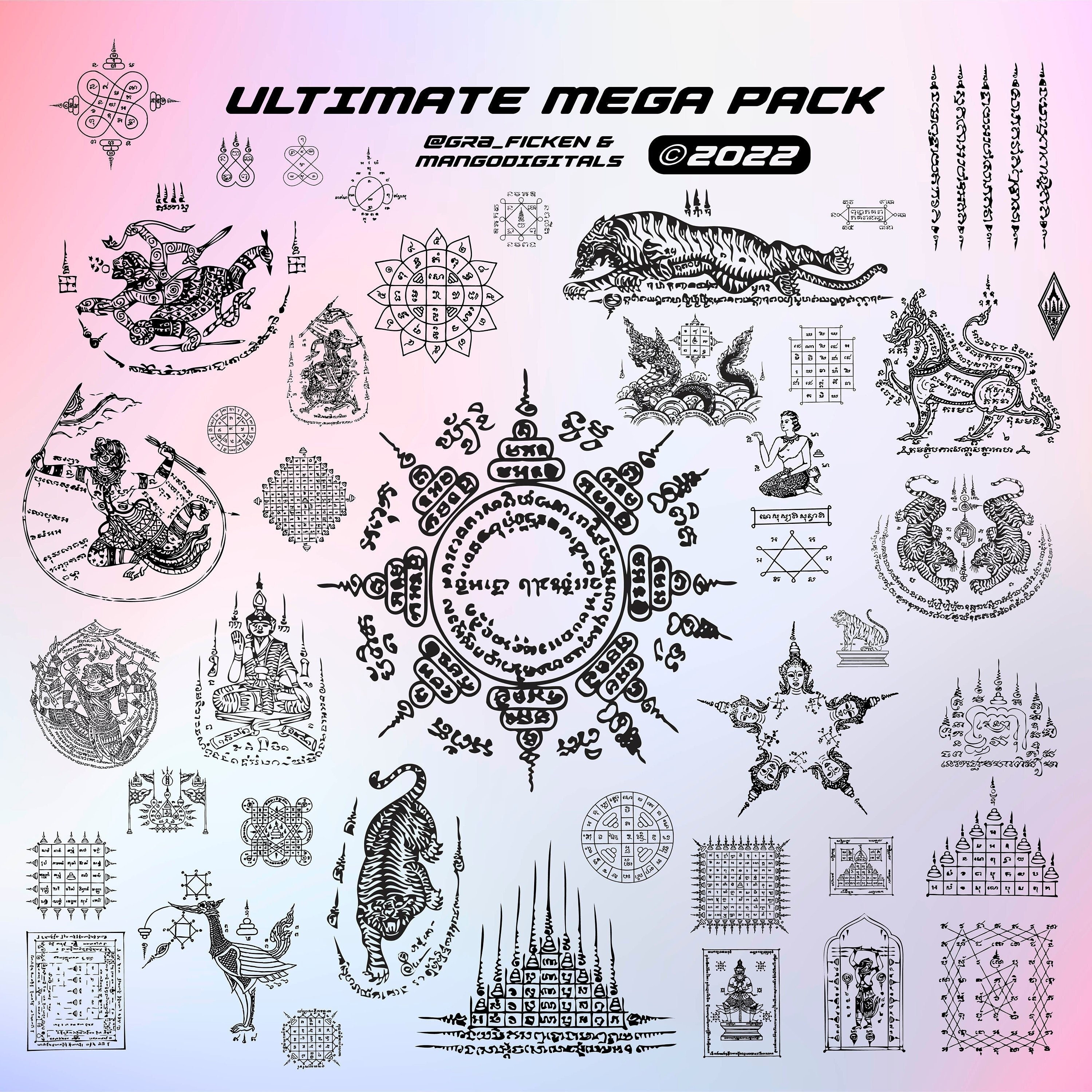 Sak Yant Ancient Thailand Buddhism Tattoos SVG Cricut - Etsy