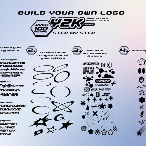 Y2K Vector Template for Logo Design SVG Cricut Cricut - Etsy