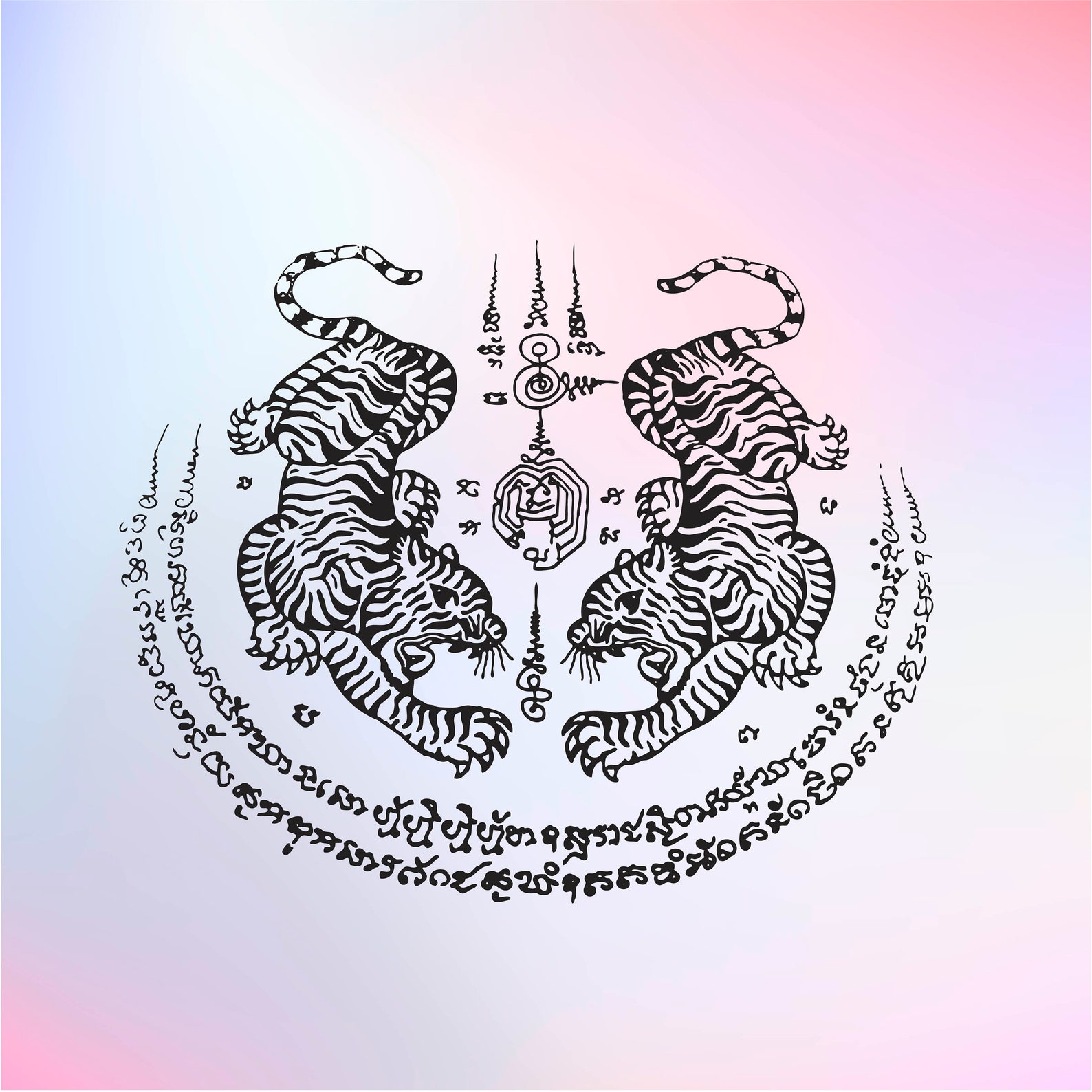 Sak Yant Suea Koo Traditional Tattoo Vector SVG Cricut Cricut - Etsy