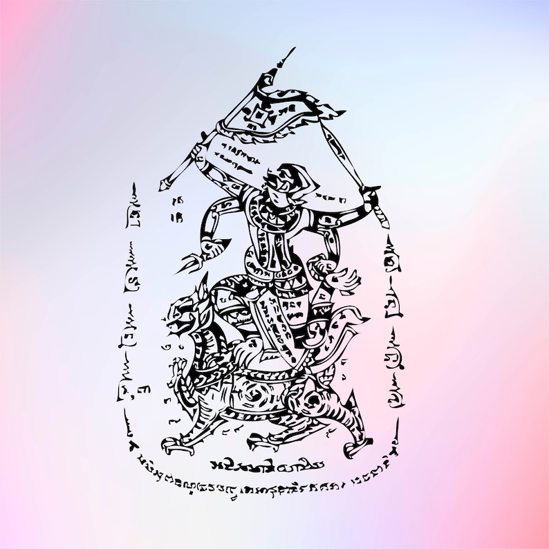 Hanuman Monkeyking Sak Yant Ancient Thailand Buddhism Tattoo SVG Cricut ...