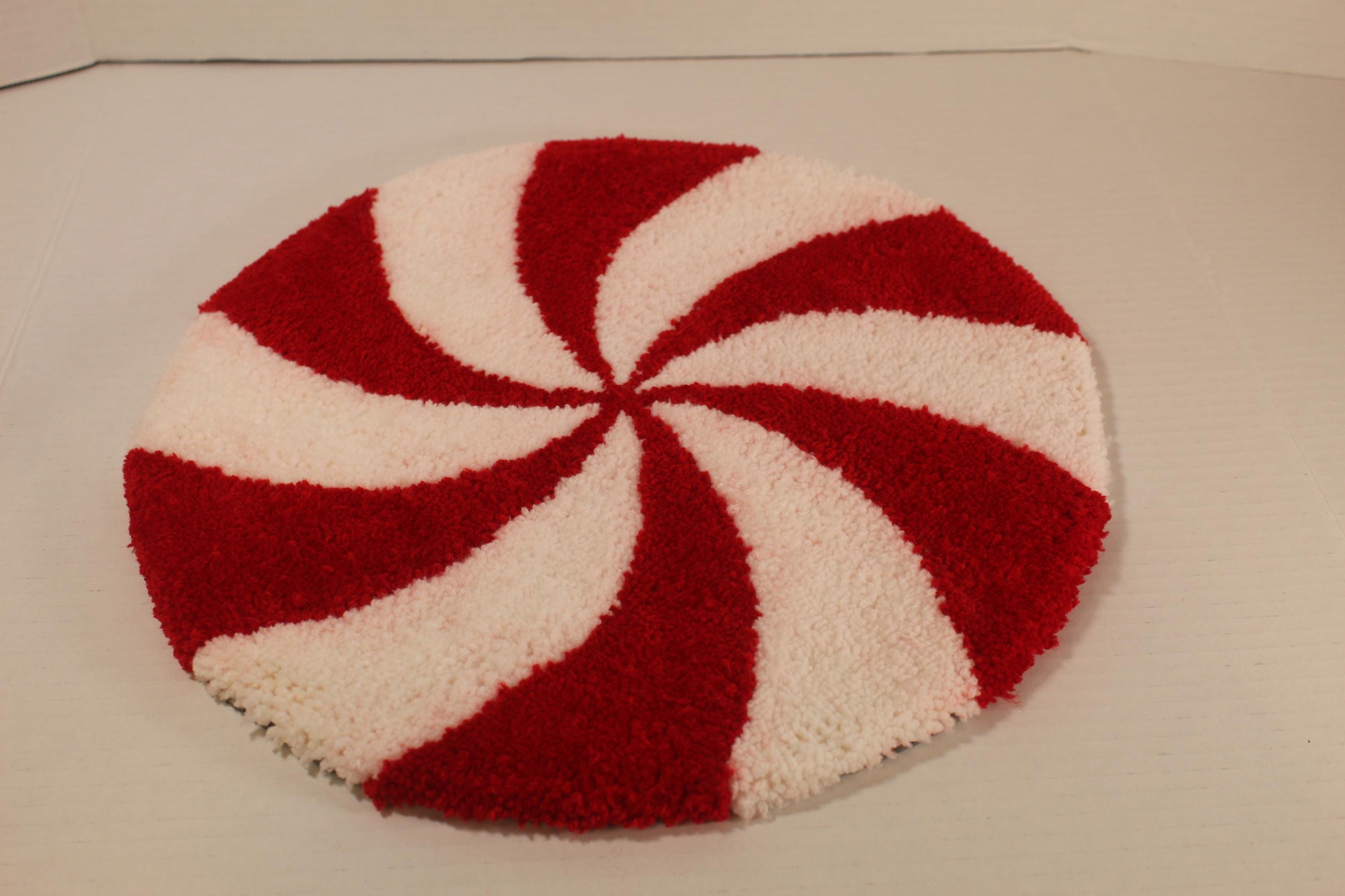 Peppermint Candy Hand Punch Needled Rug/decor Piece - Etsy
