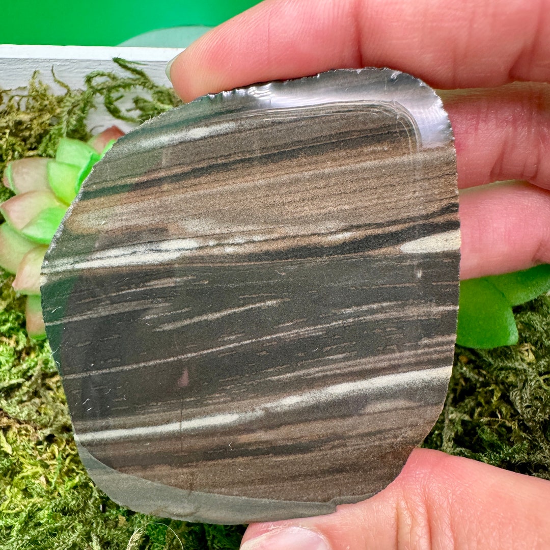 Banded Basalt Half Cut and Resin Enhanced - Etsy