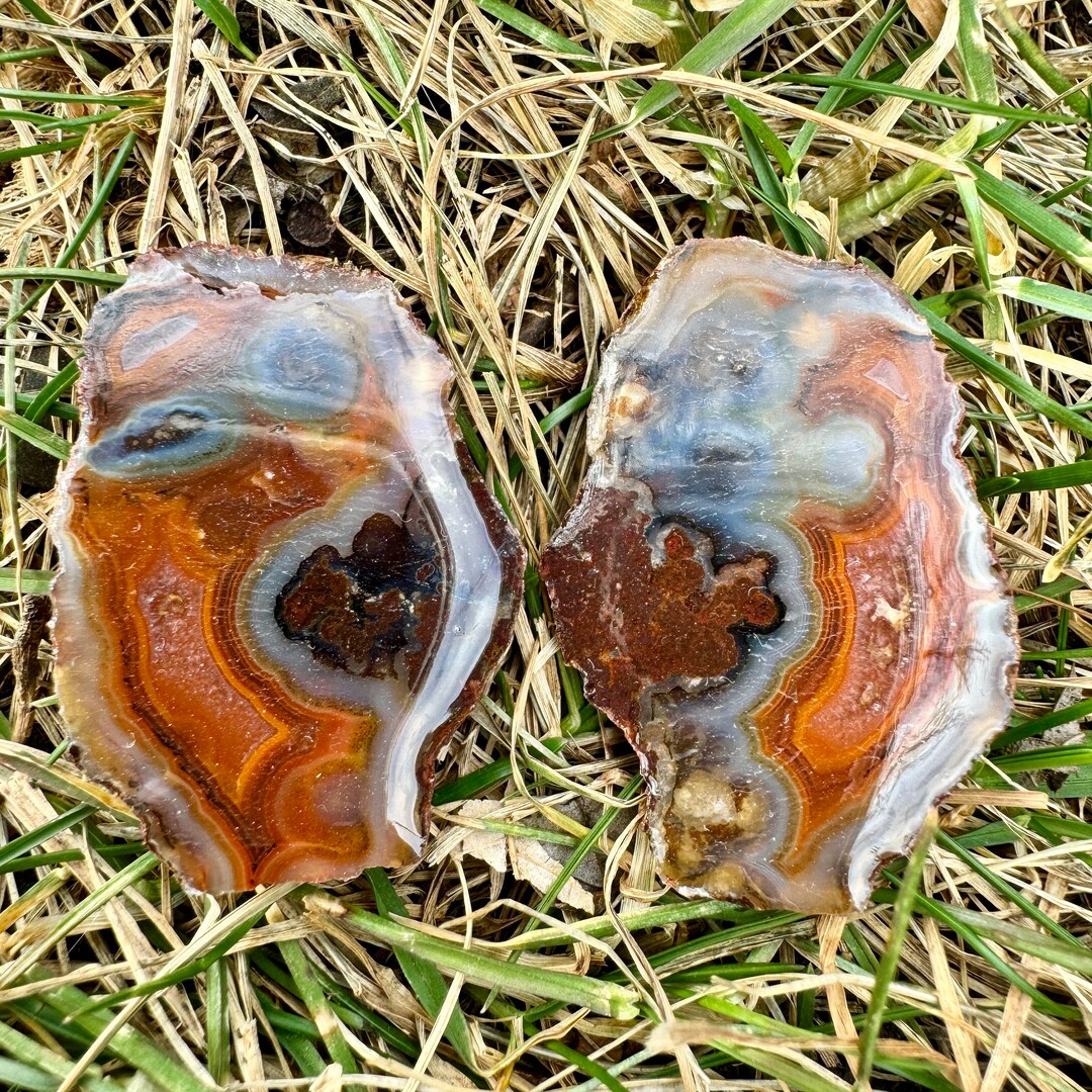 Multi-pocket Banding Lake Superior Agate Gemstone Hand-cut and Resin ...