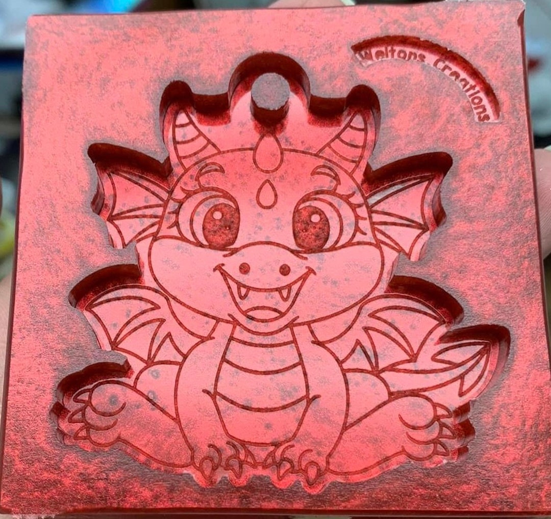 Super Happy Cartoon Dragon Sitting Keychain: Epoxy Resin Custom ...