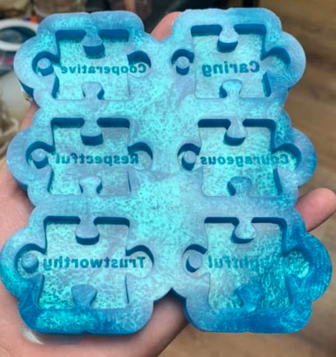 Puzzle Pieces With Encouraging Words: Epoxy Resin Custom Silicone Mold ...