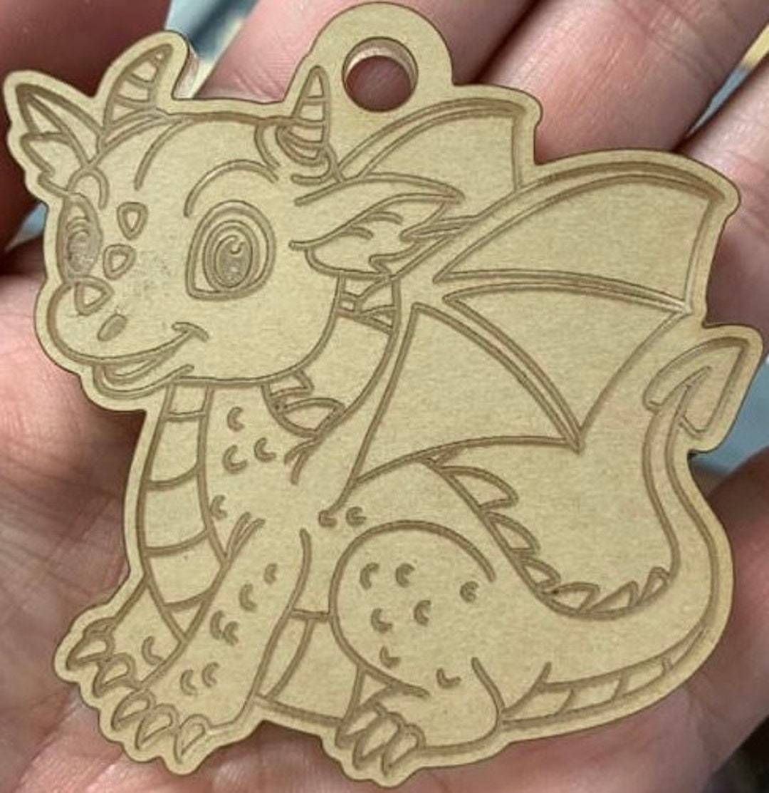 Cartoon Dragon Side Profile With Wings Keychain: Epoxy Resin Custom ...