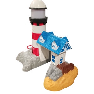Fisher Price Geotrax Railroad Lighthouse Harbor Docks Working Lights ...