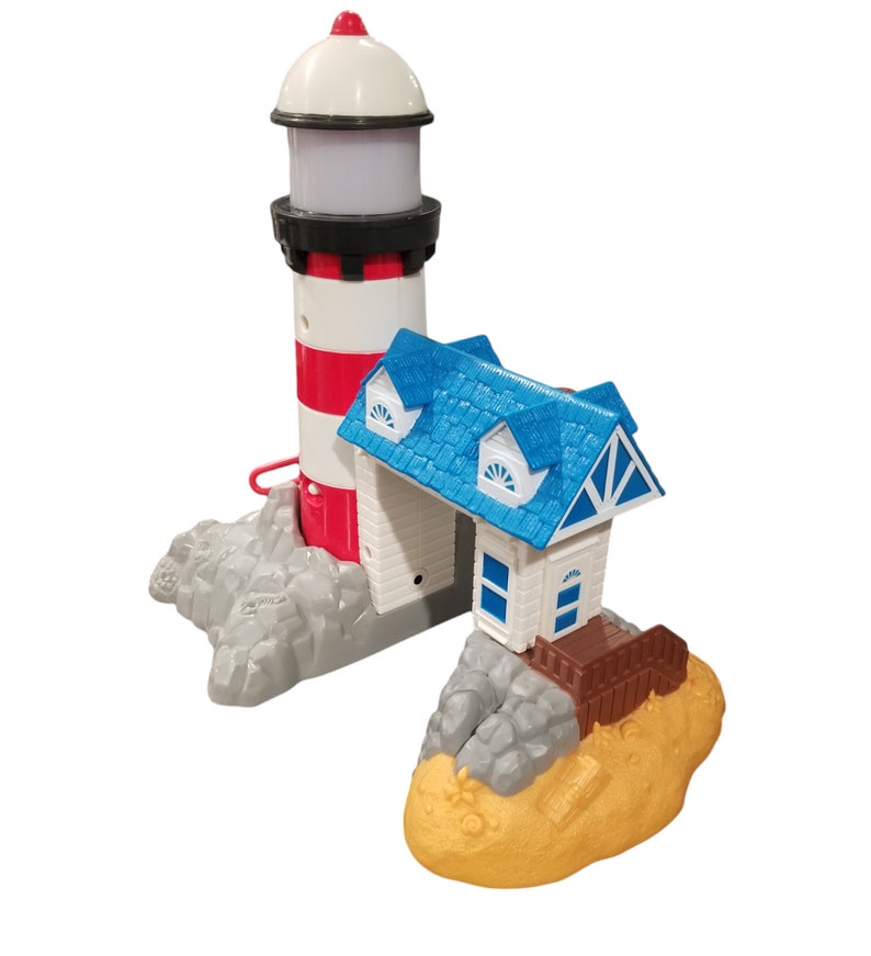 Fisher Price Geotrax Railroad Lighthouse Harbor Docks Working Lights ...