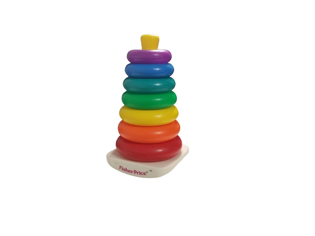 Vintage 1970s Fisher Price Rock-a-stack – 7 Rainbow Rings - Etsy