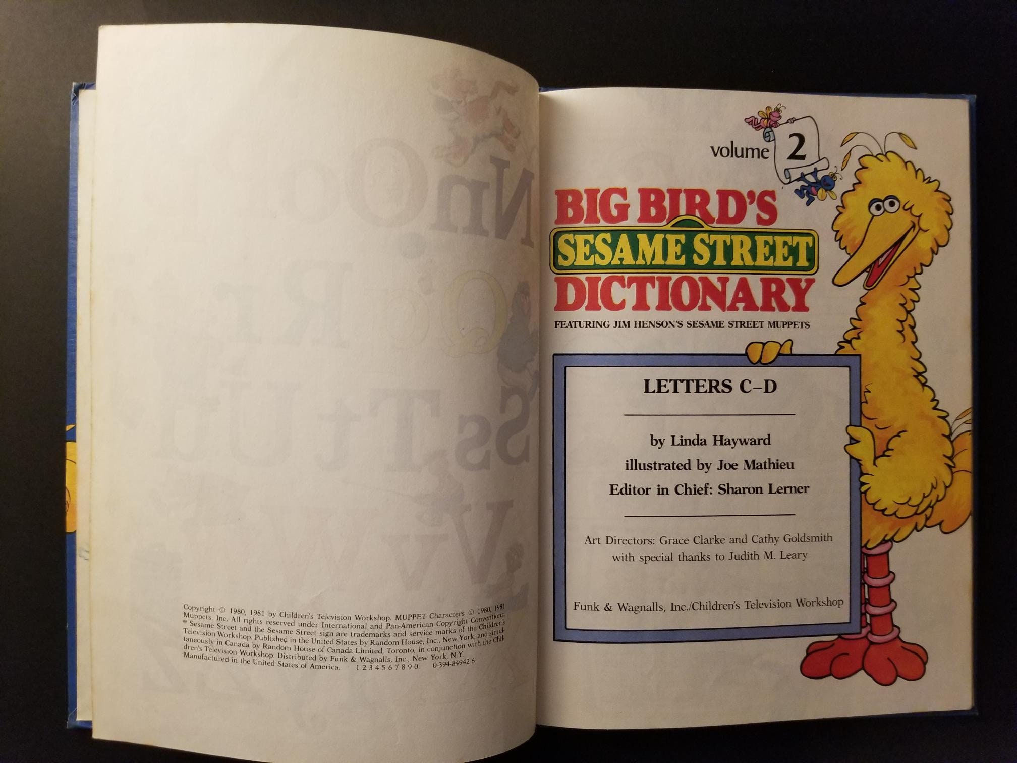 Big Birds Sesame Street Dictionary Volume 2 Vintage Book Etsy
