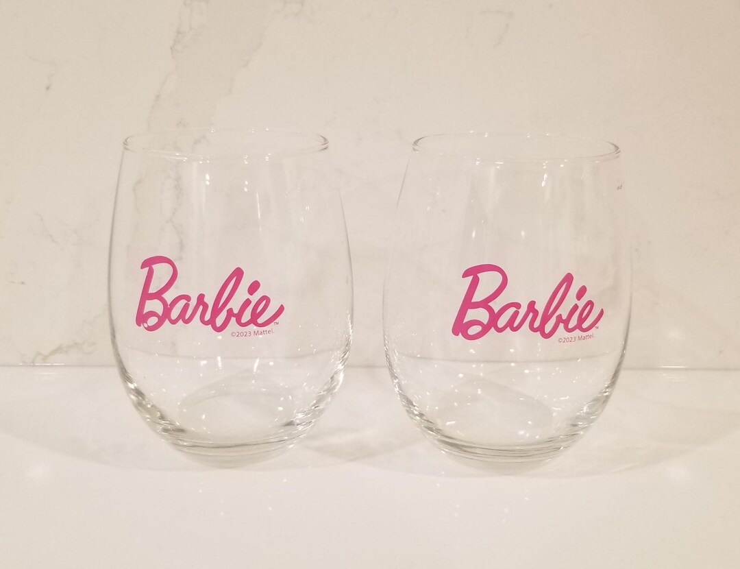 Barbie Stemless Wine Glasses Hot Pink Barbie Logo Cocktail Glasses - Etsy