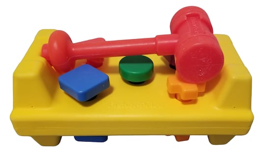 Vintage Fisher Price Tap N Turn Colorful Shape Workbench Hammer 2038 Etsy Canada