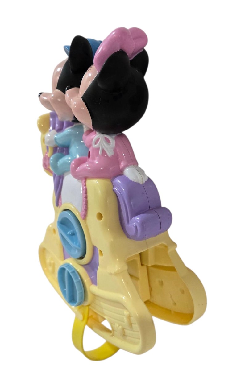 Vintage 1980's Baby Mickey Minnie Mouse Musical Rocking Horse Crib Rail ...