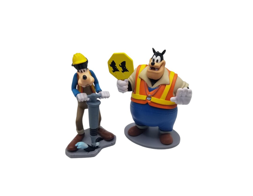Disney Pete Crossing Guard & Goofy Road Construction Worker Figures ...