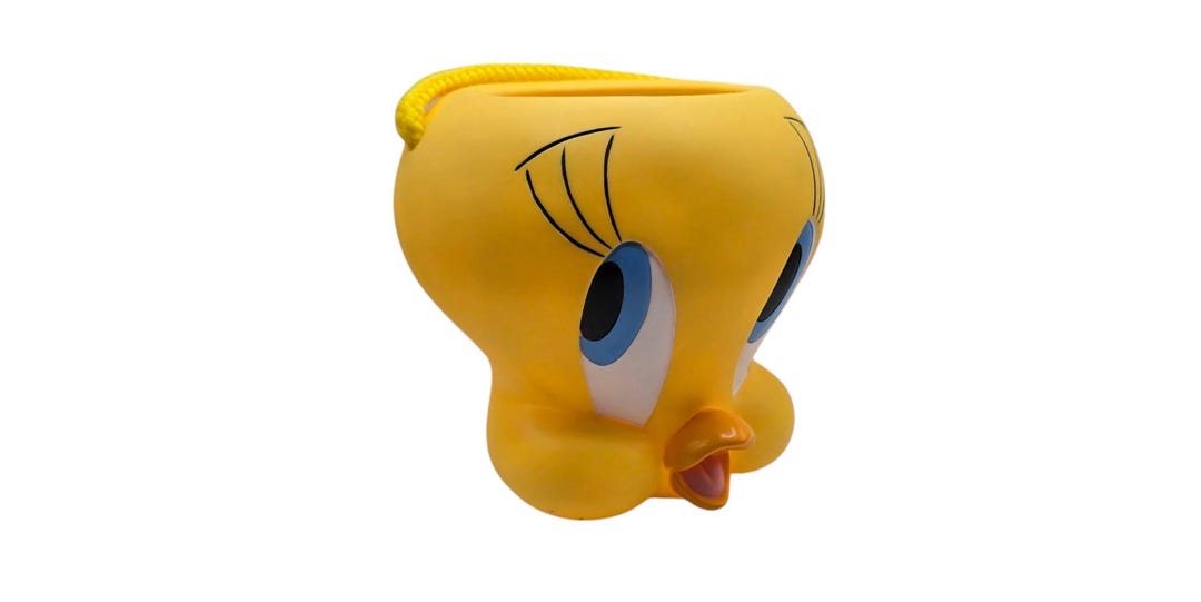 Vintage 1990's Warner Bros Applause Tweety Bird Basket Candy Bucket ...