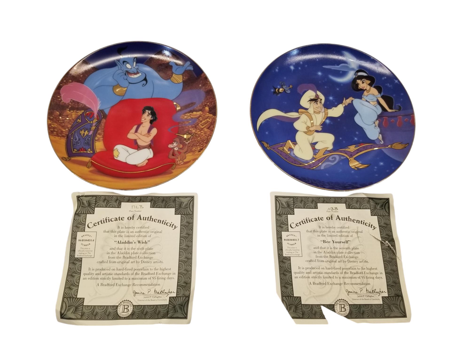 Vintage 1990's Disney's Aladdin Collector Plates by Bradford Exchange ...