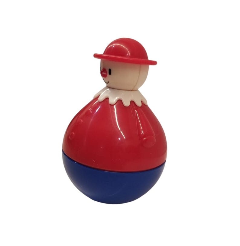 Vintage Roly Poly Chiming Clown Baby Toy - Etsy