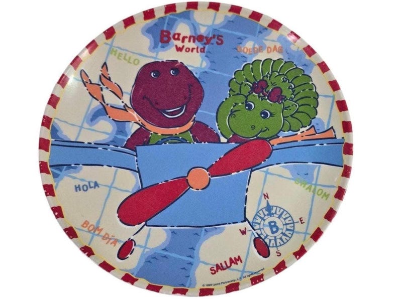 Vintage 1990s BARNEY & Baby Bop Plastic Plate – Colorful Kids ...