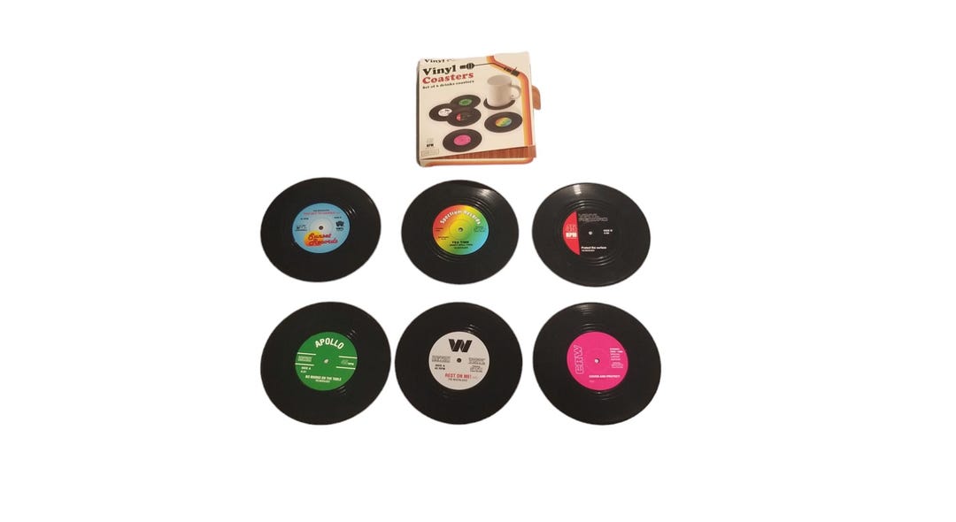 Set of 6 Novelty Vinyl Record Drink Coasters - Etsy