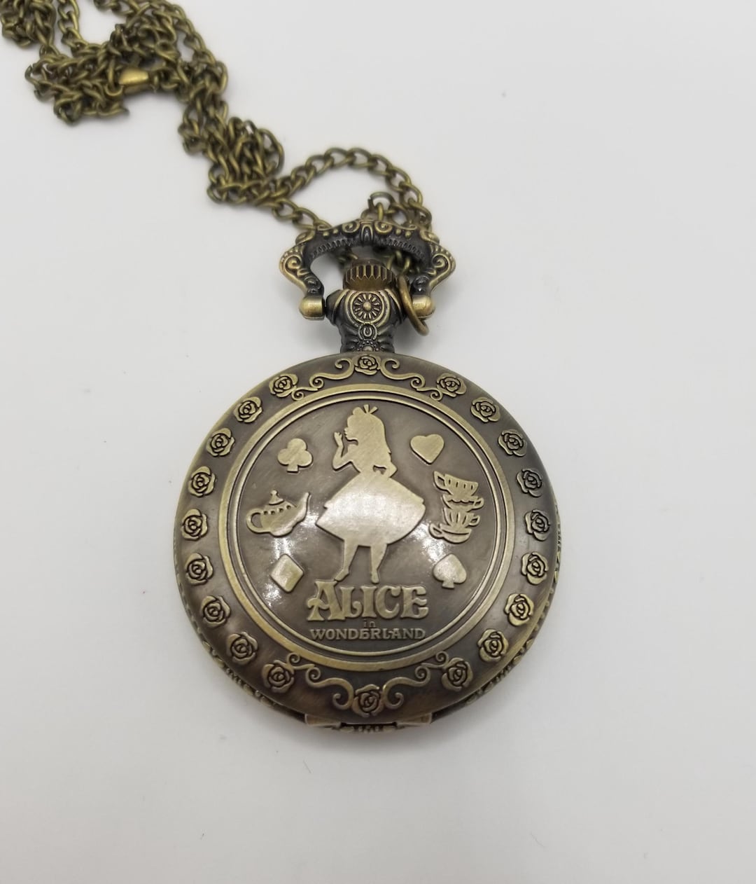 Alice in Wonderland Theme Bronze Retro Quartz Pocket Watch - Etsy