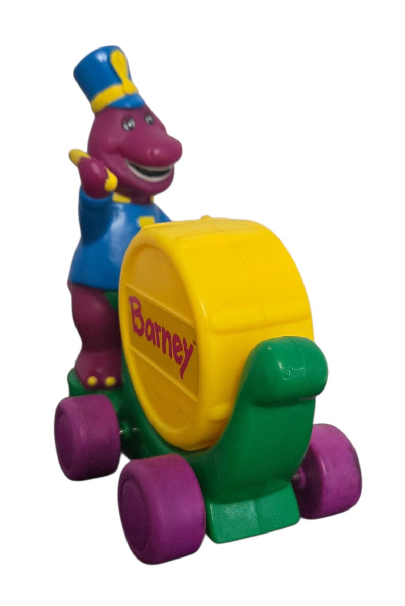 VINTAGE 1997 Barney the Dinosaur With Drum Push Along Vehicle - Lyons ...