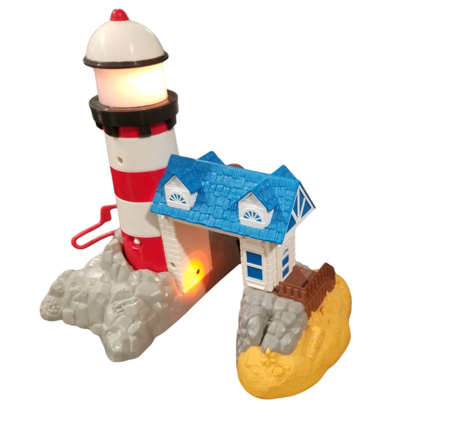 Fisher Price Geotrax Railroad Lighthouse Harbor Docks Working Lights ...