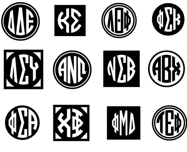 Greek Monogram Font SVG JPEG EPS Cricut, Silhouette Cut File for ...