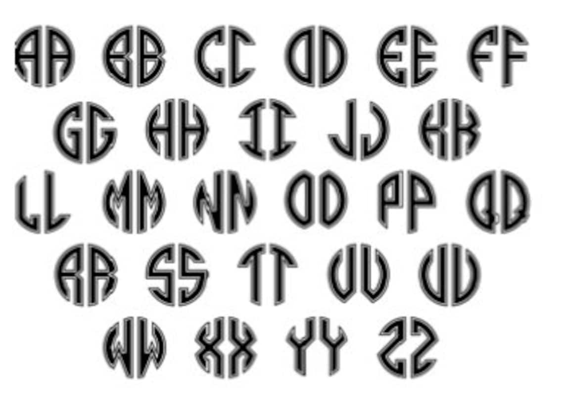 Circle Inline Monogram Font SVG Studio 3 Silhouette Cut File - Etsy