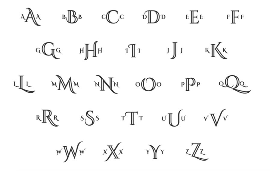 Inline Decorative Monogram Font SVG DXF Cricut Silhouette Cut File for ...