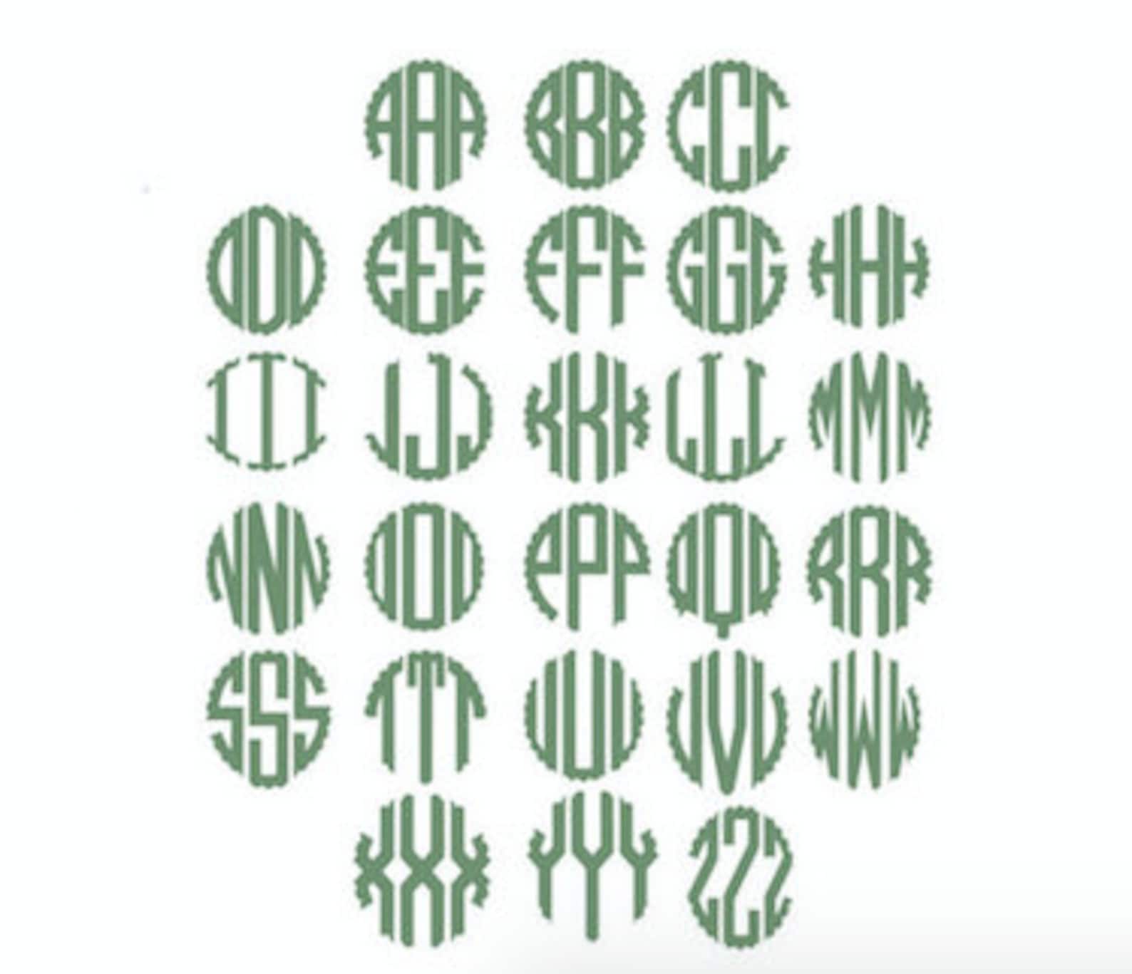 Scallop Circle Monogram Font SVG Silhouette Cut File for Cutting ...