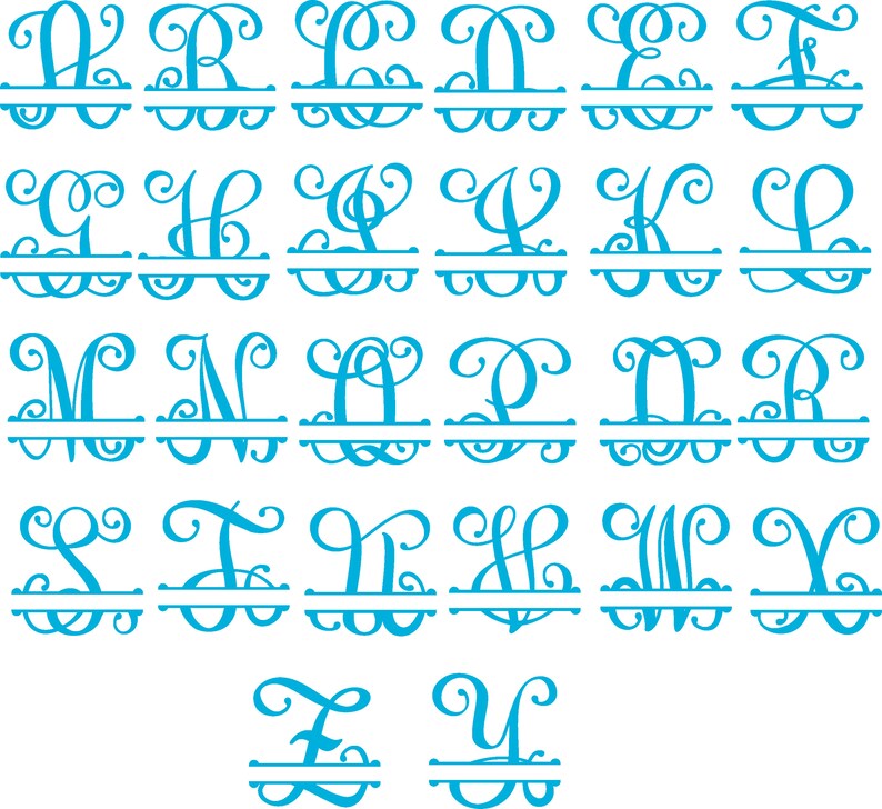 Vine Split Monogram Font SVG DXF Cricut, Silhouette Cut File for ...
