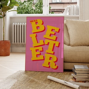 She is A Belter, Cute Quote Print, Unframed Wall Art, Green Wall Art ...