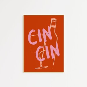 Cin Cin Print, Hand Drawn Illustration, Maximallist Wall Art ...