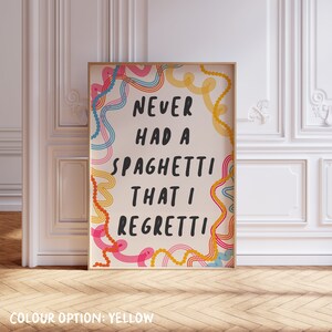 Spaghetti Regretti Print, Bright Kitchen Print, Pasta Print, Kitchen ...