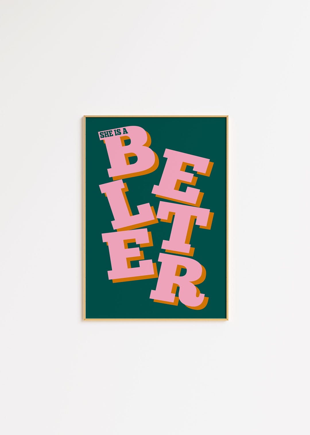 She is A Belter, Cute Quote Print, Unframed Wall Art, Green Wall Art ...