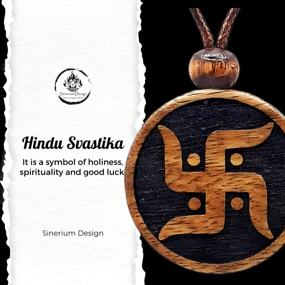 Wooden Hindu Swastik Neclace, Swastik Pendant, Budism, Hinduism, Good ...
