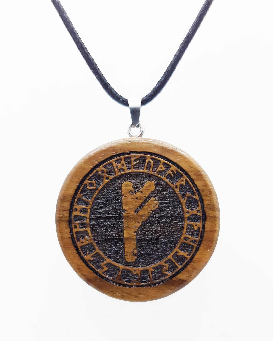 Personalized Wooden Viking Runes Necklace, Viking Alphabet Necklace ...