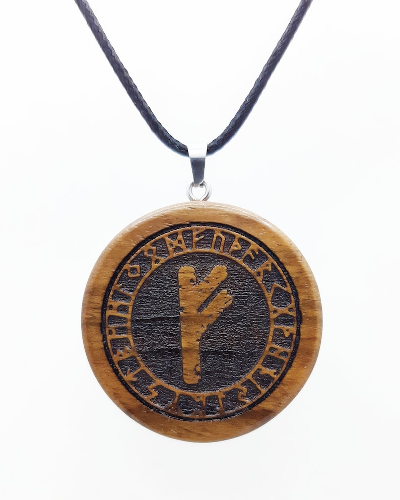 Personalized Wooden Viking Runes Necklace, Viking Alphabet Necklace ...