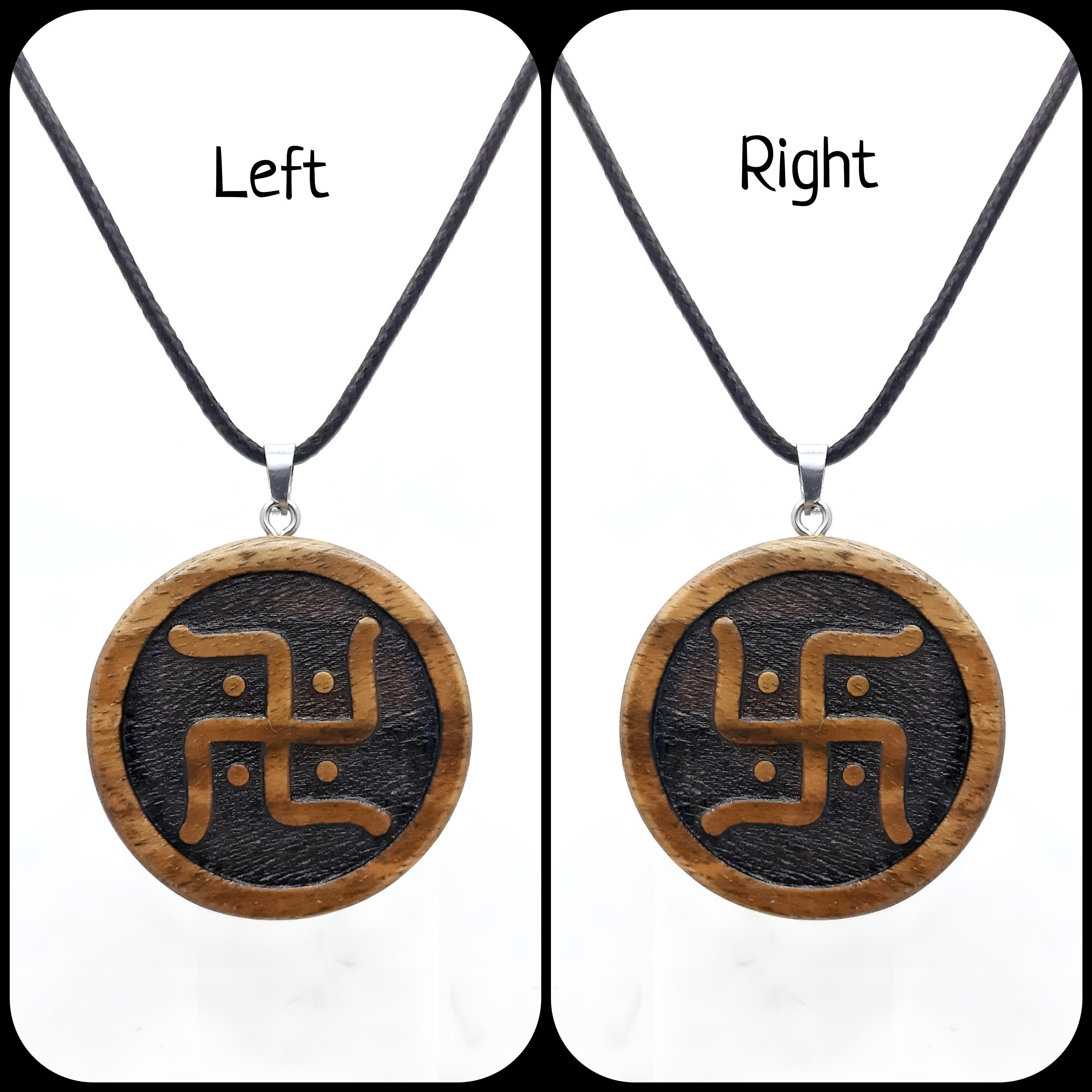Carved Wood Hindu Swastik Necklace, Swastik, Swastik Pendant, Religious ...