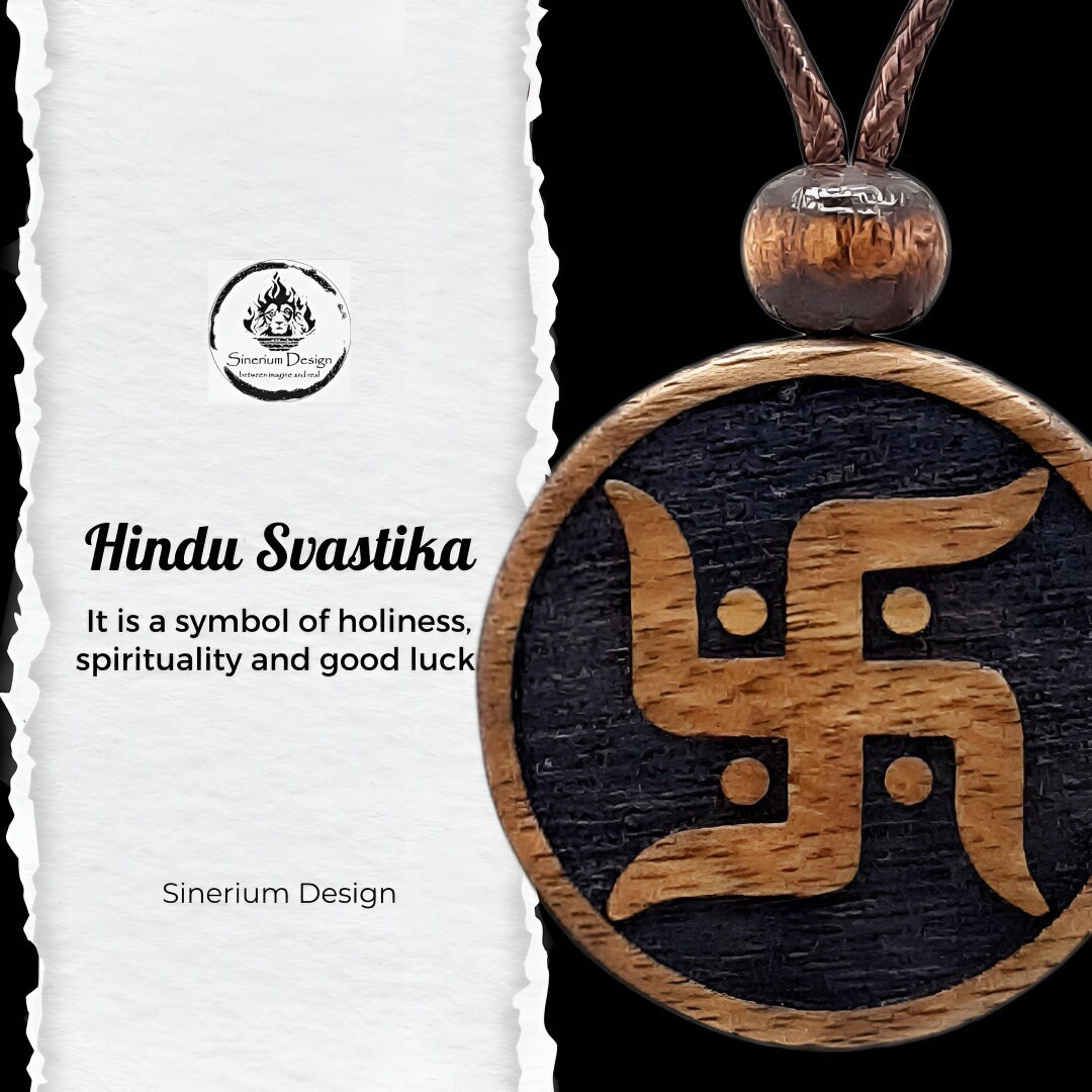 Personalized Hindu Swastika Carved Wood Neclace, Swastik, Budism ...