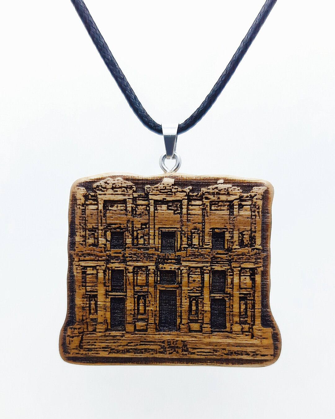 Personalized Carved Wood Ancient City of Ephesus Necklace, Ephesus ...