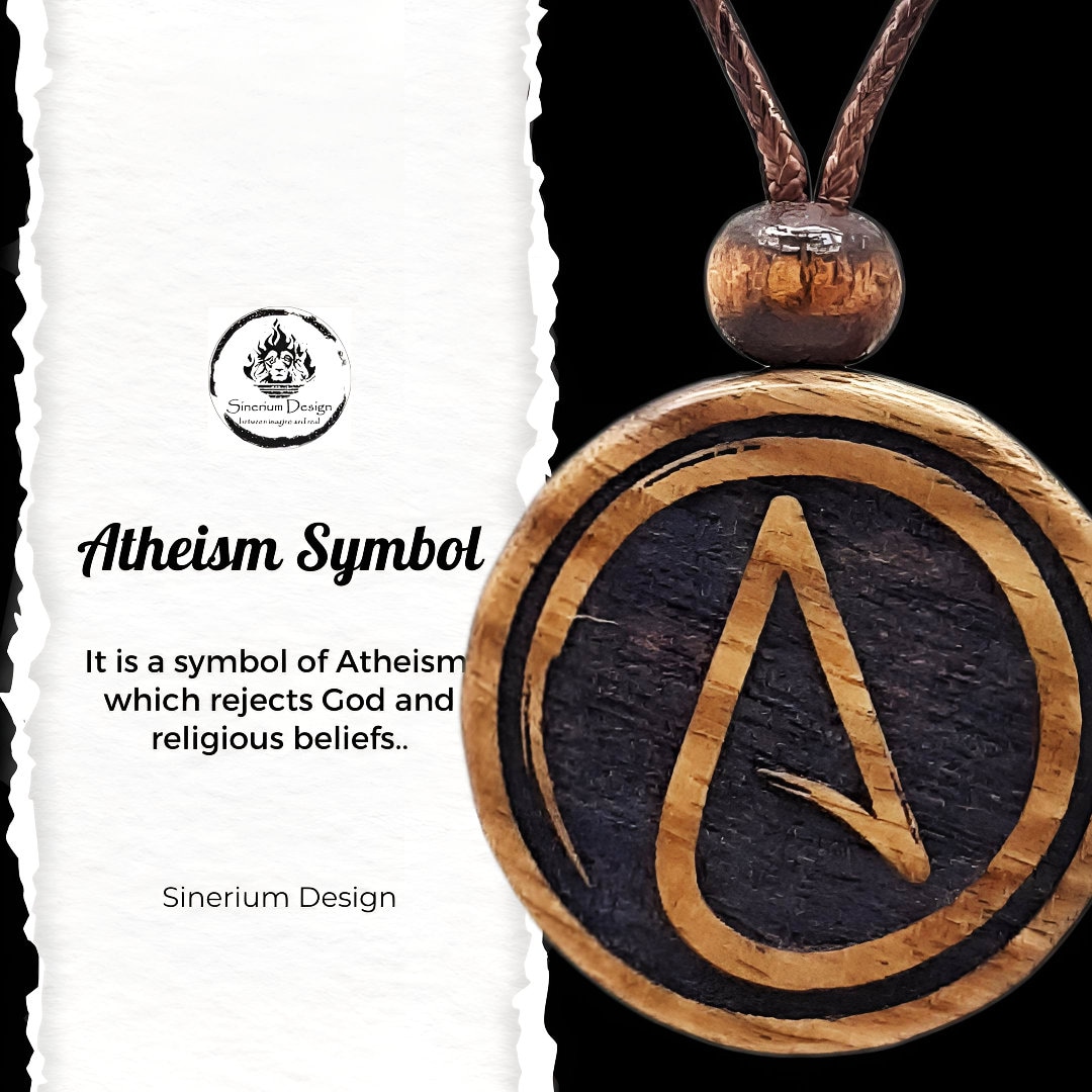 Personalized Wooden Atheist Necklace, Atheist Pendant, Atheist Jewelry ...