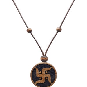Personalized Hindu Swastika Carved Wood Neclace, Swastik, Budism ...