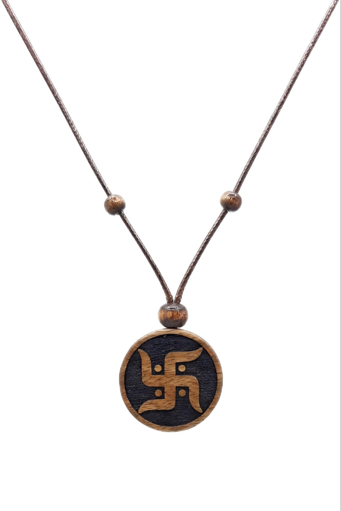 Personalized Hindu Swastika Carved Wood Neclace, Swastik, Budism ...