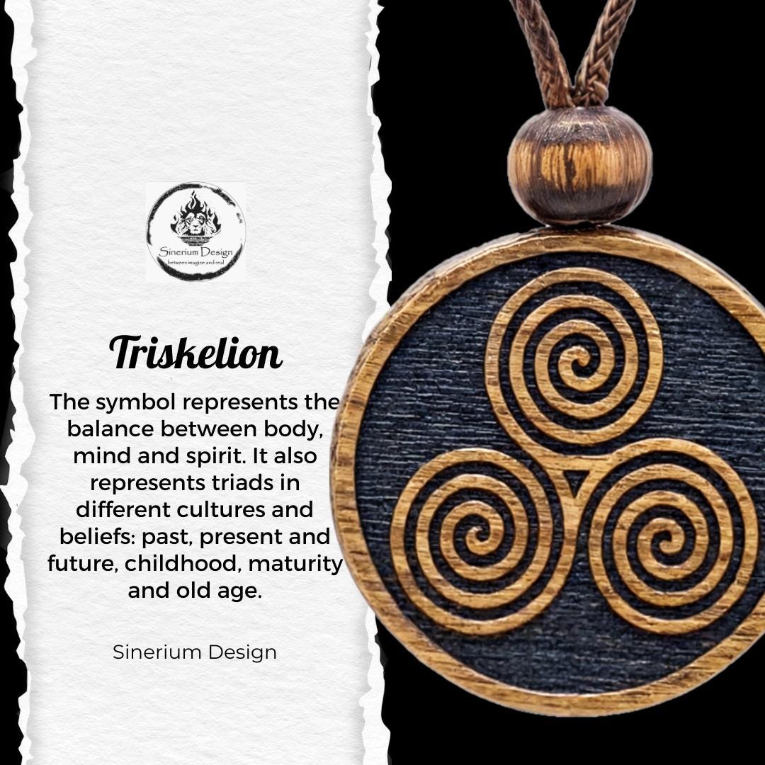 Handmade Wooden Celtic Triskelion Necklace, Custom Beaded Triskelion ...