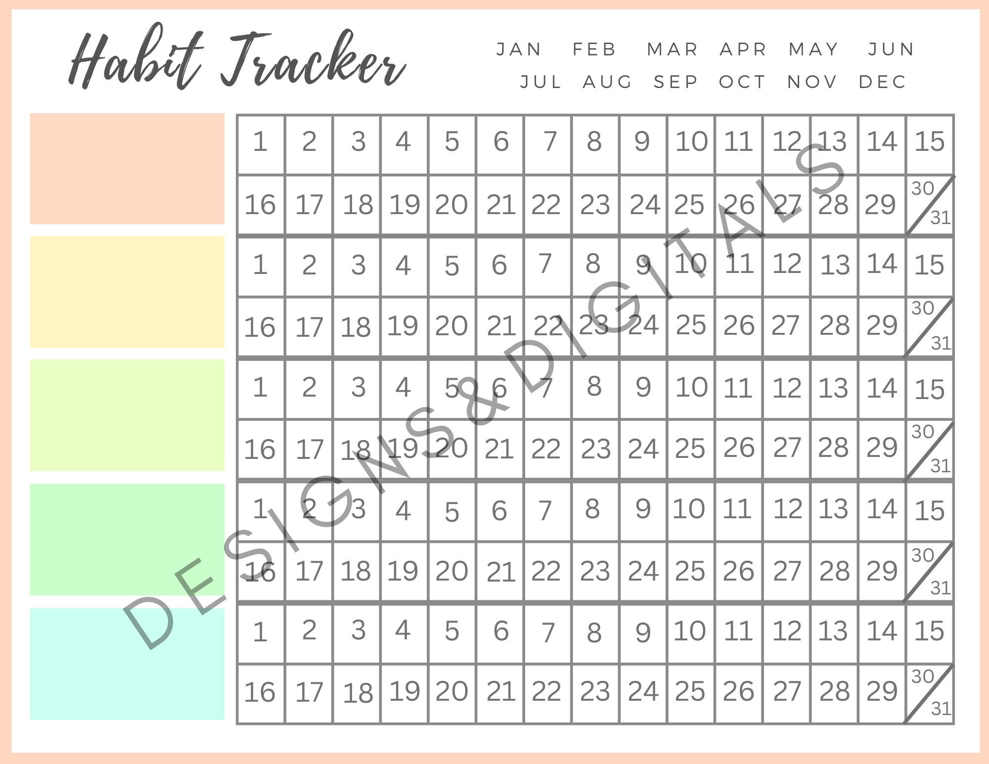Digital Habit Tracker Template - Etsy