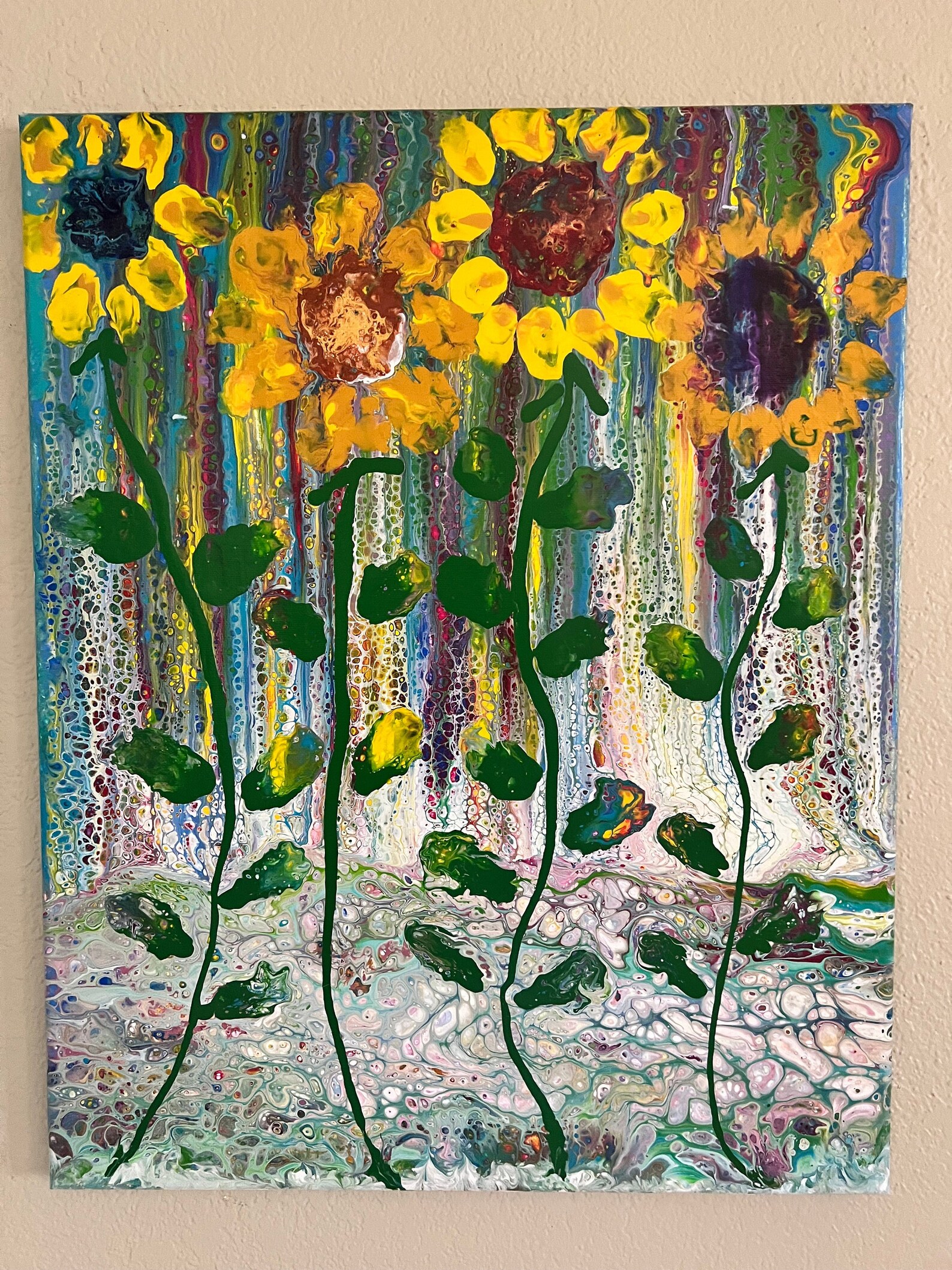 Acrylic Pour Flowers Mid-day - Etsy