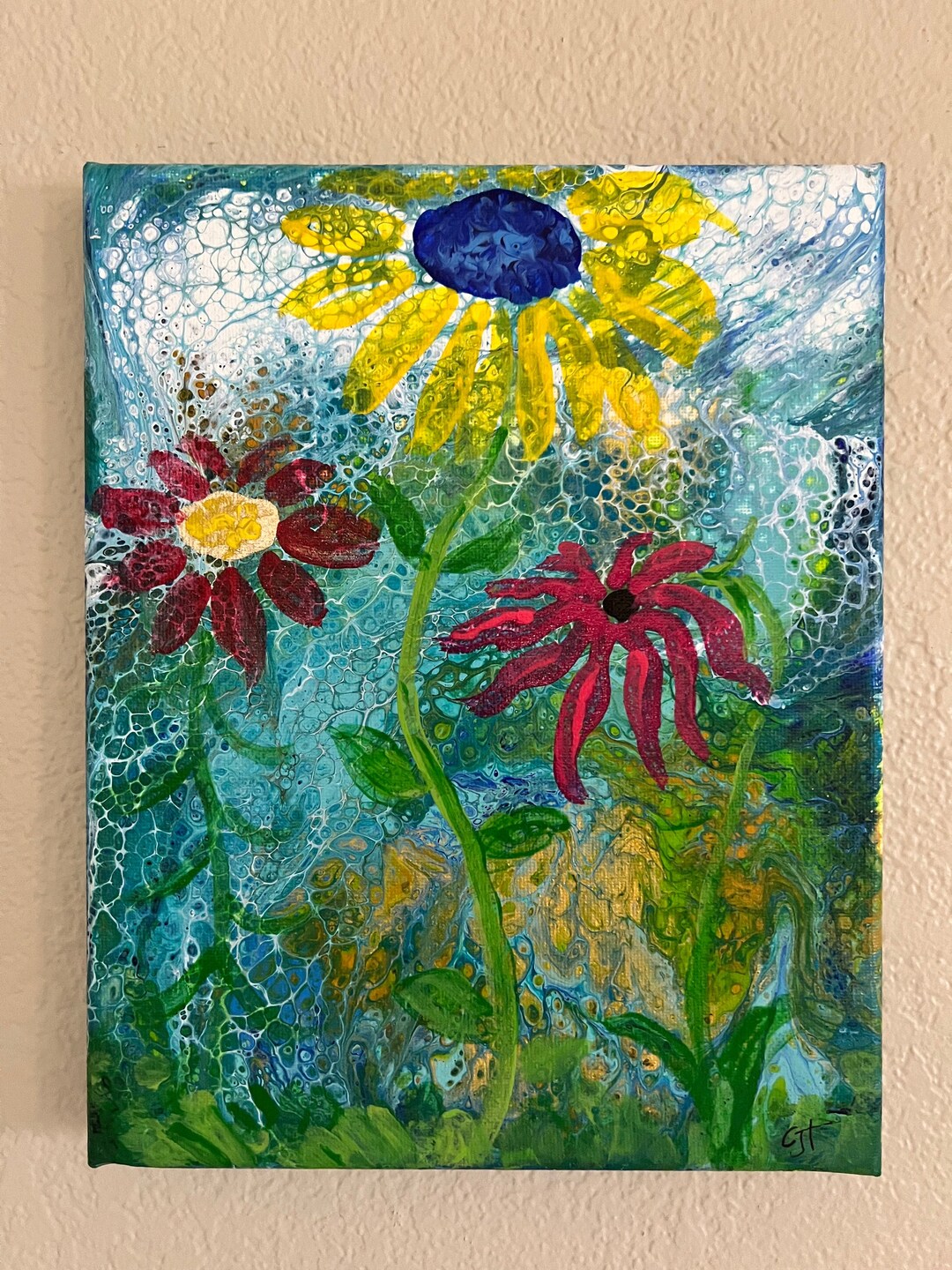Acrylic Pour Flowers - Etsy