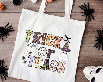 Halloween Trick or Teacher Tote Bag, Teacher Bag, Spooky Season ...