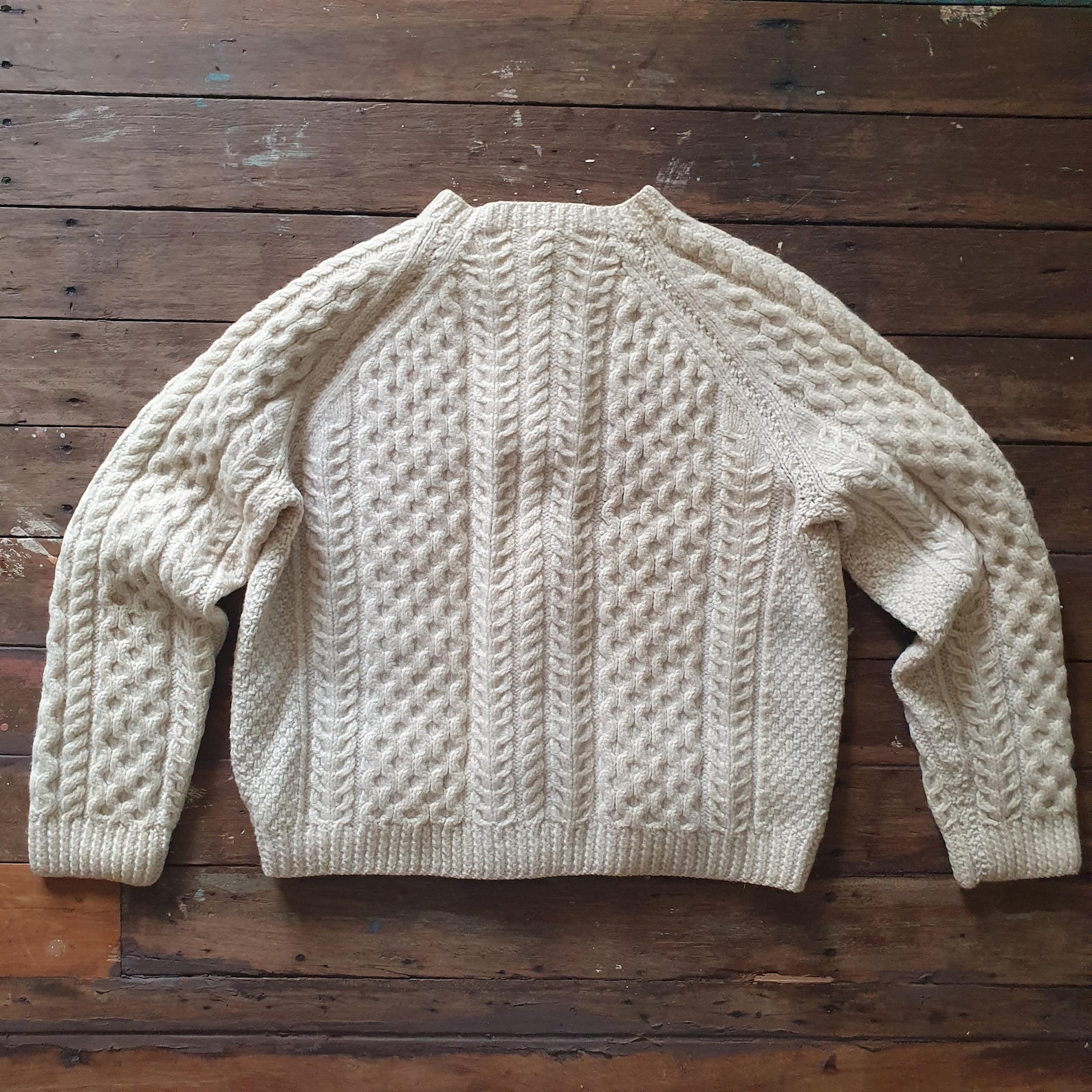 Vintage Irish Aran Cable Knit Cardigan With Bakelite Buttons. 100% Wool ...